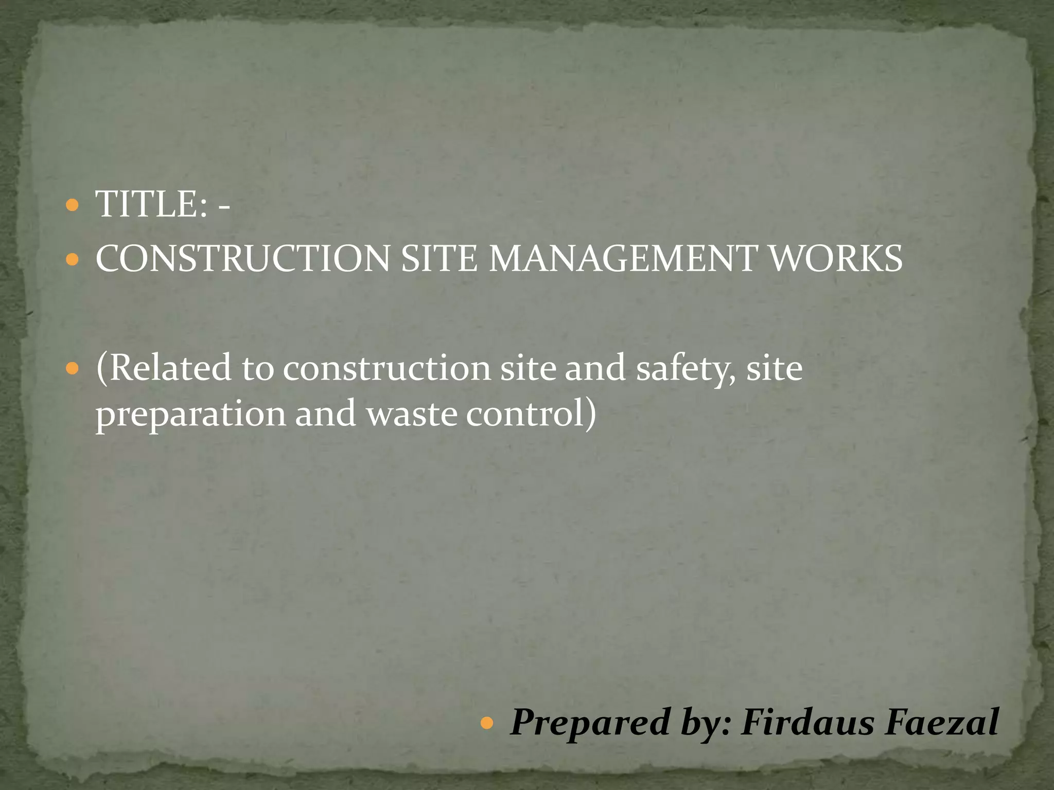 Construction waste management plan | PPTX