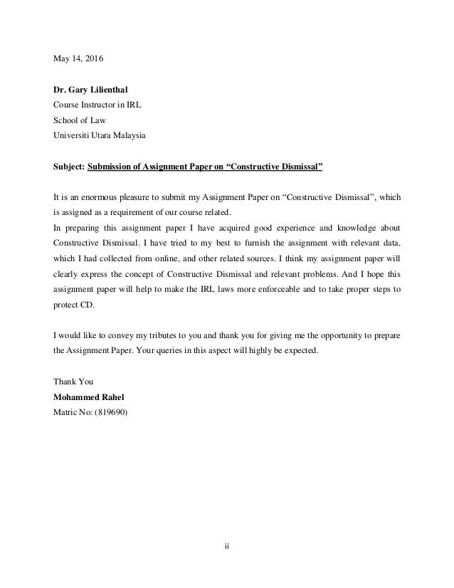 Constructive Dismissal Constructive Dismissal