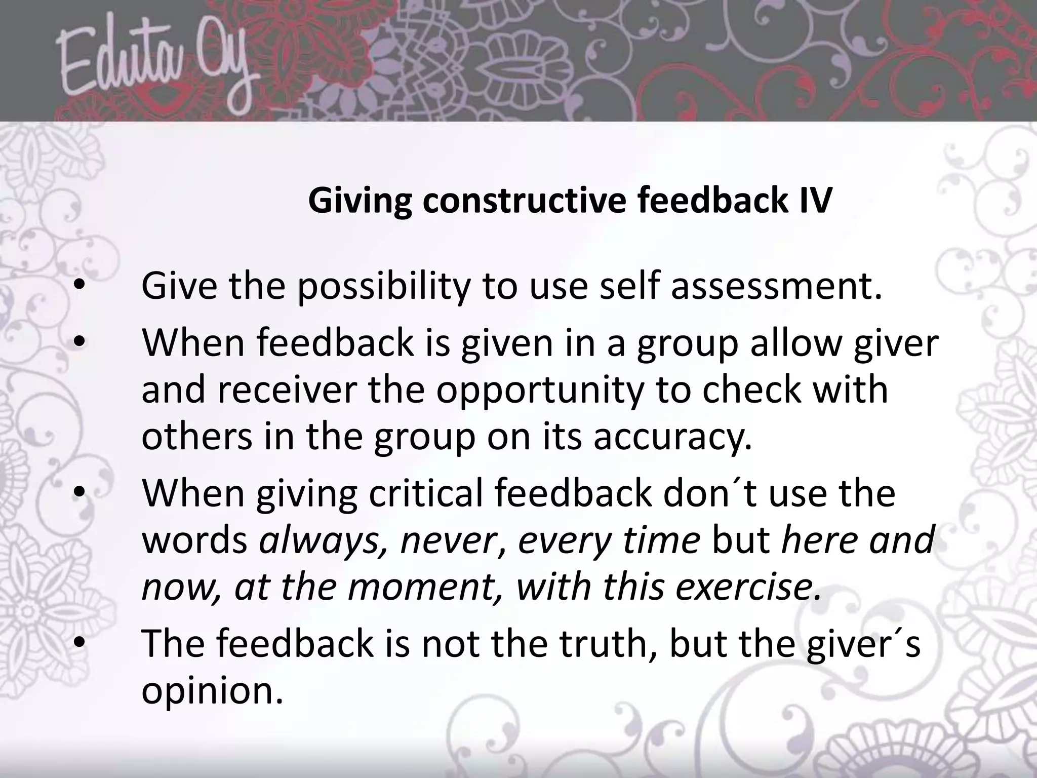 Constructive feedback in university teaching | PPT