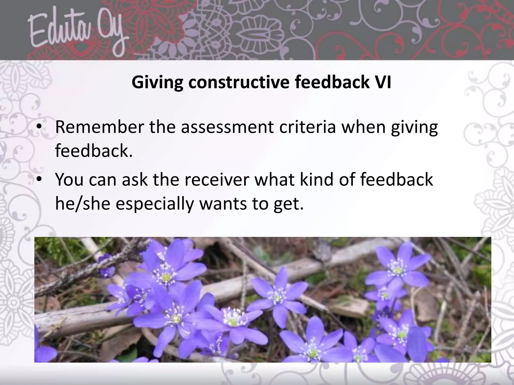Constructive feedback in university teaching | PPTX