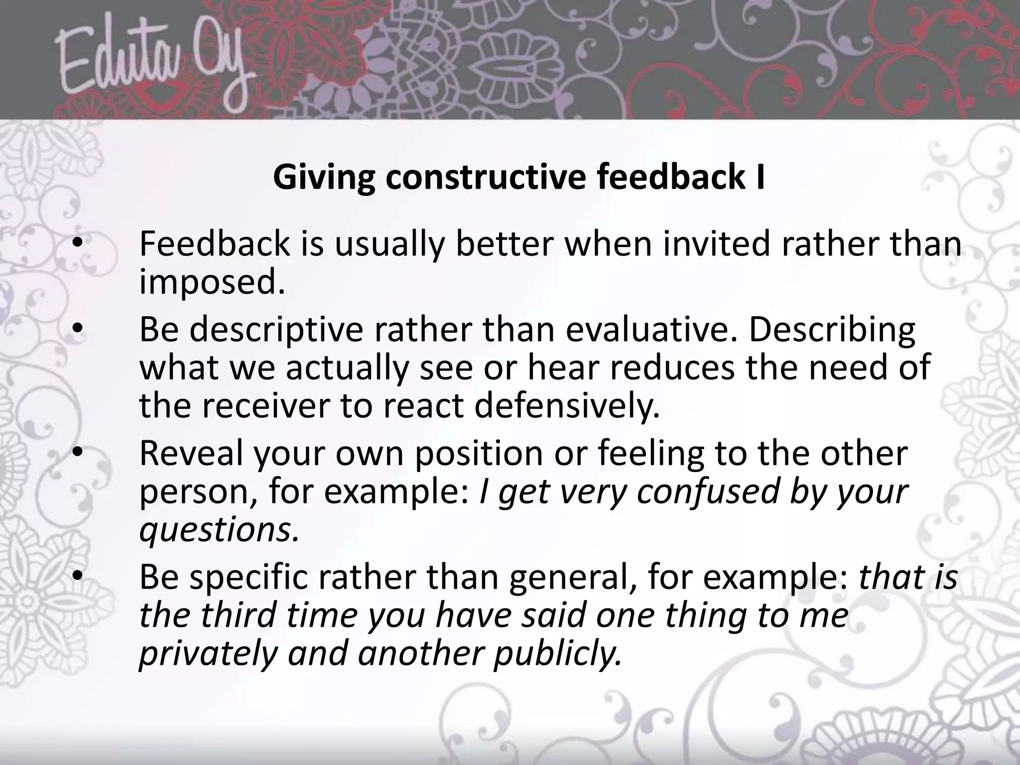 Constructive feedback in university teaching | PPTX