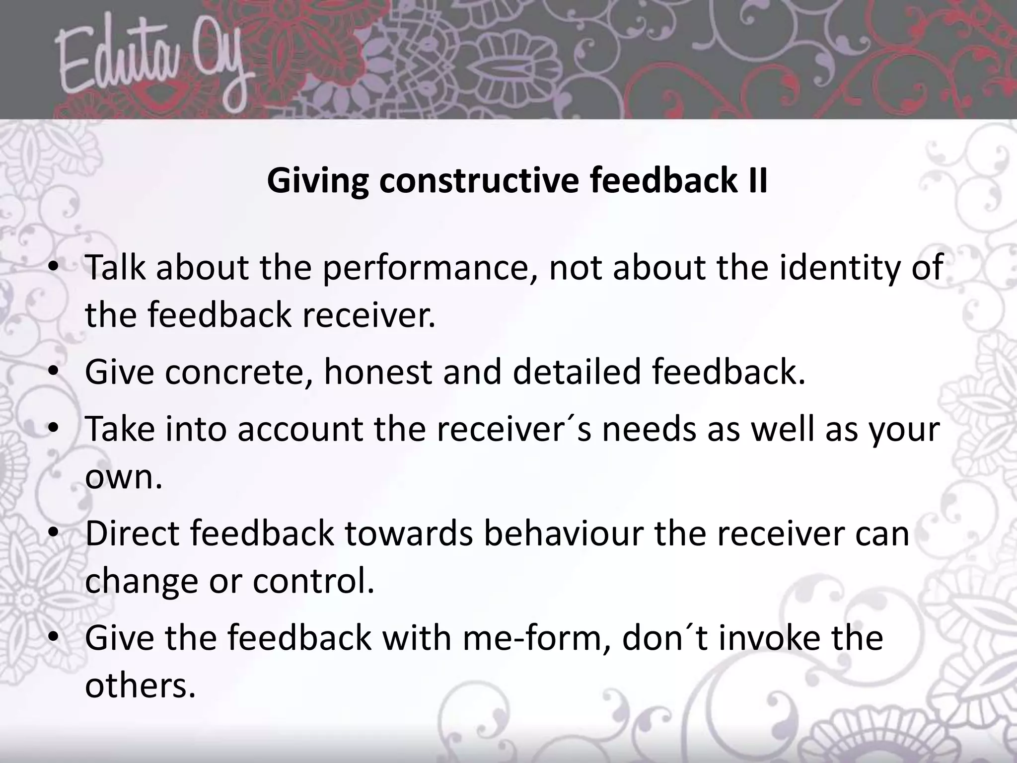 Constructive feedback in university teaching | PPTX