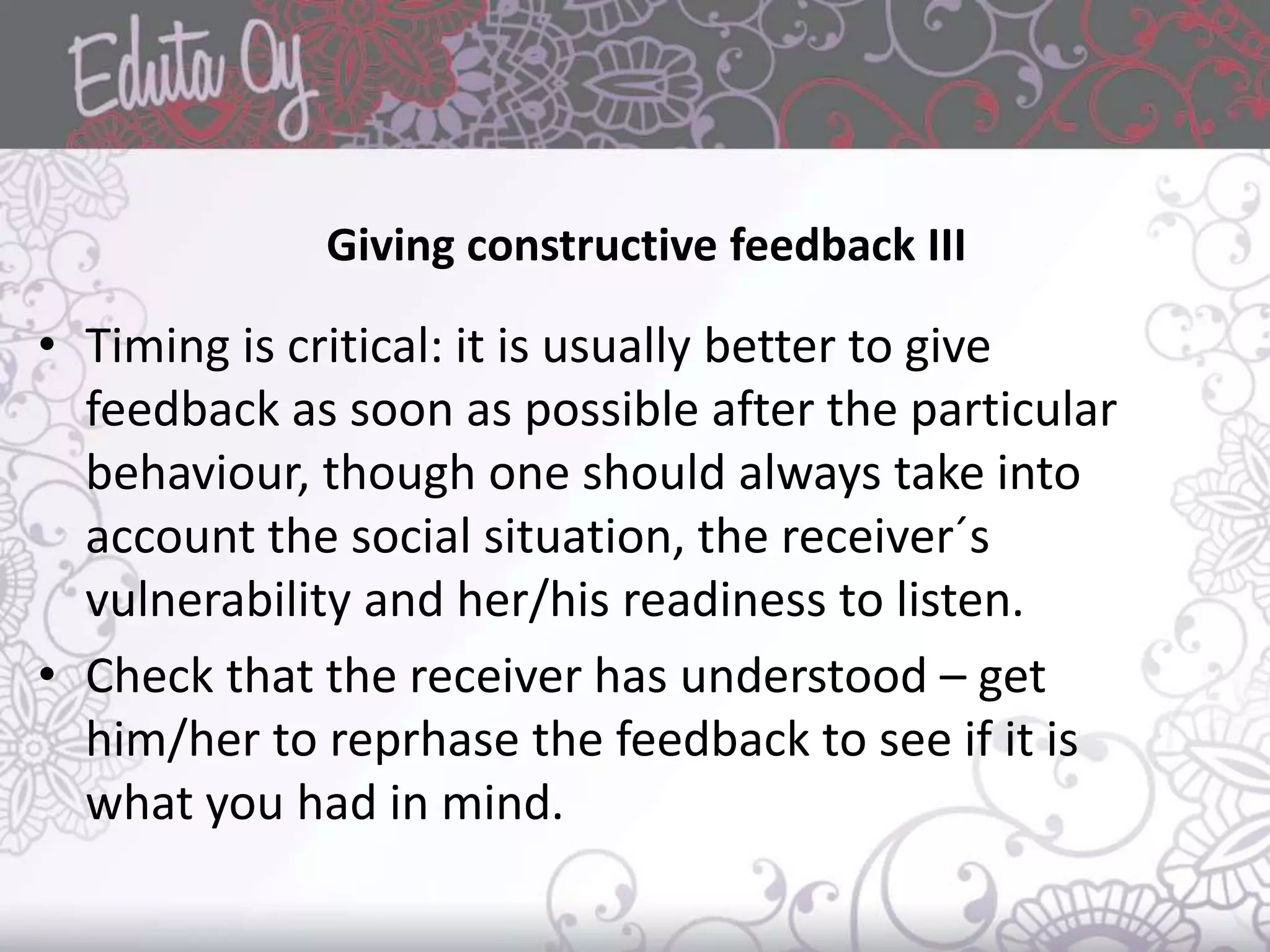 Constructive feedback in university teaching | PPTX