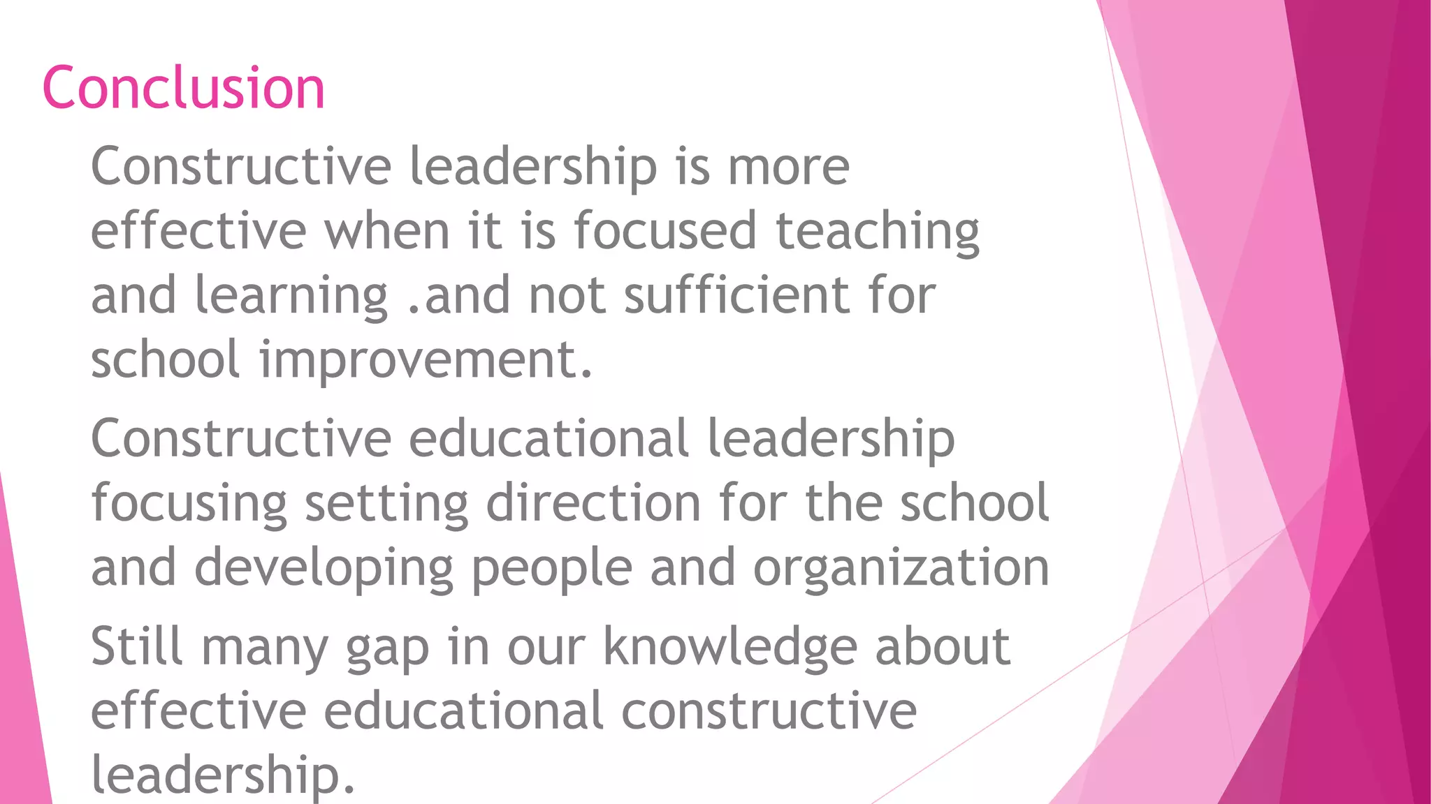 Constructive leadership for school improvement | PPTX