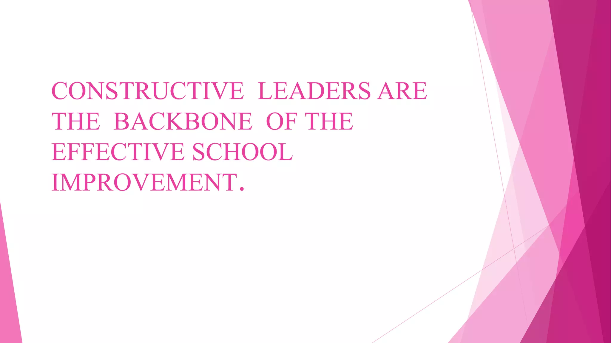Constructive leadership for school improvement | PPTX