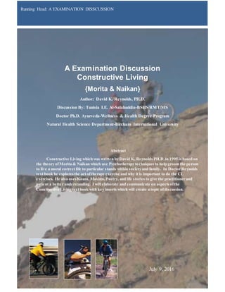 CONSTRUCTIVE LIVING BY: David K Reynolds -Discussion Essay | DOCX