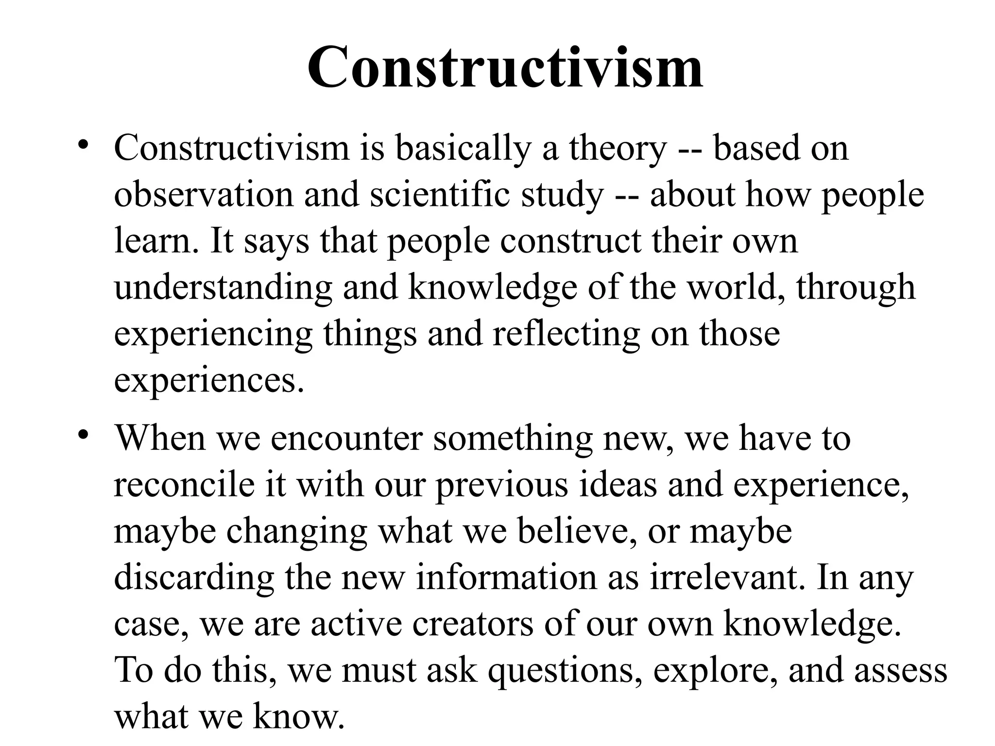 Constructivism | PPT | Educational Assessment | Education