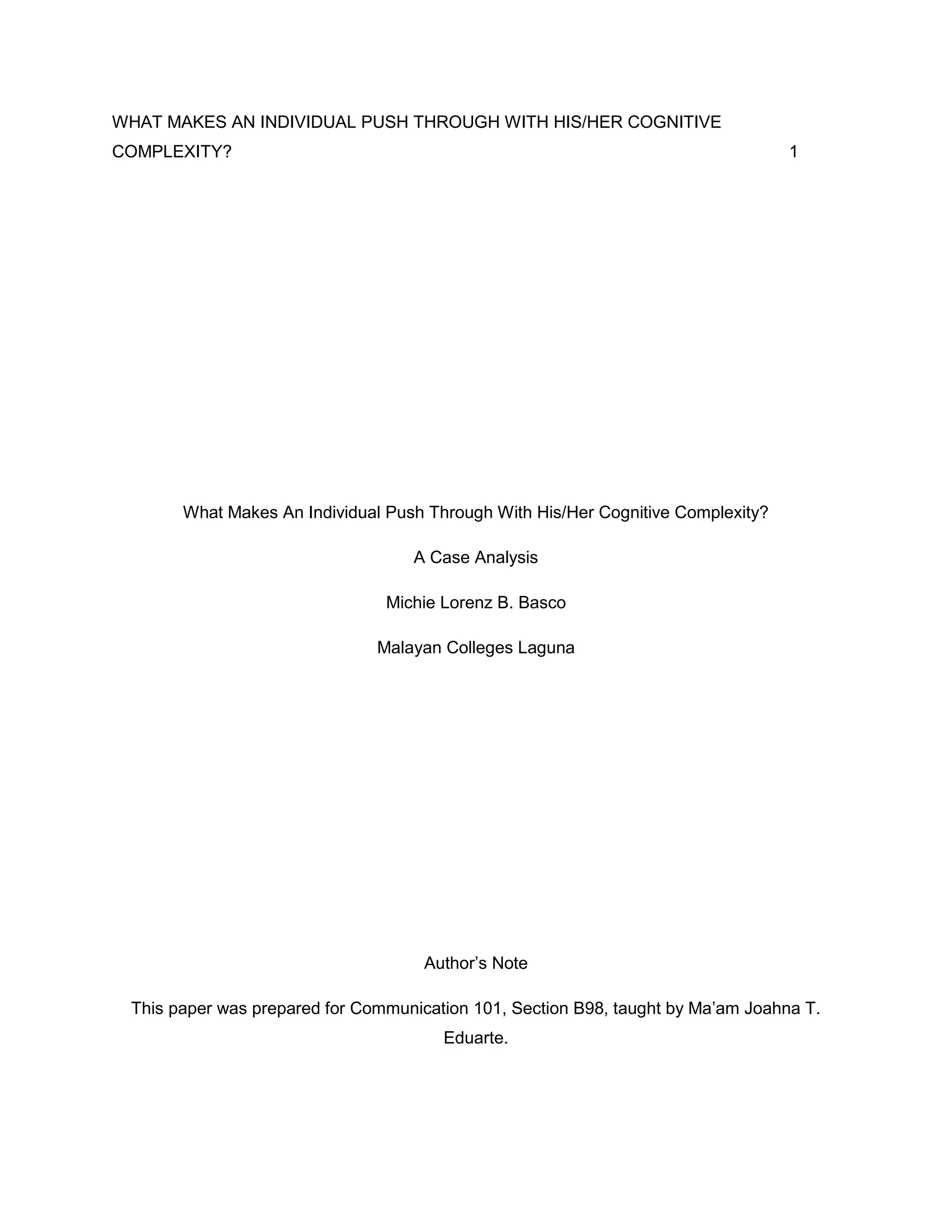 Constructivism by Jesse Delia - Michie's case analysis | DOCX