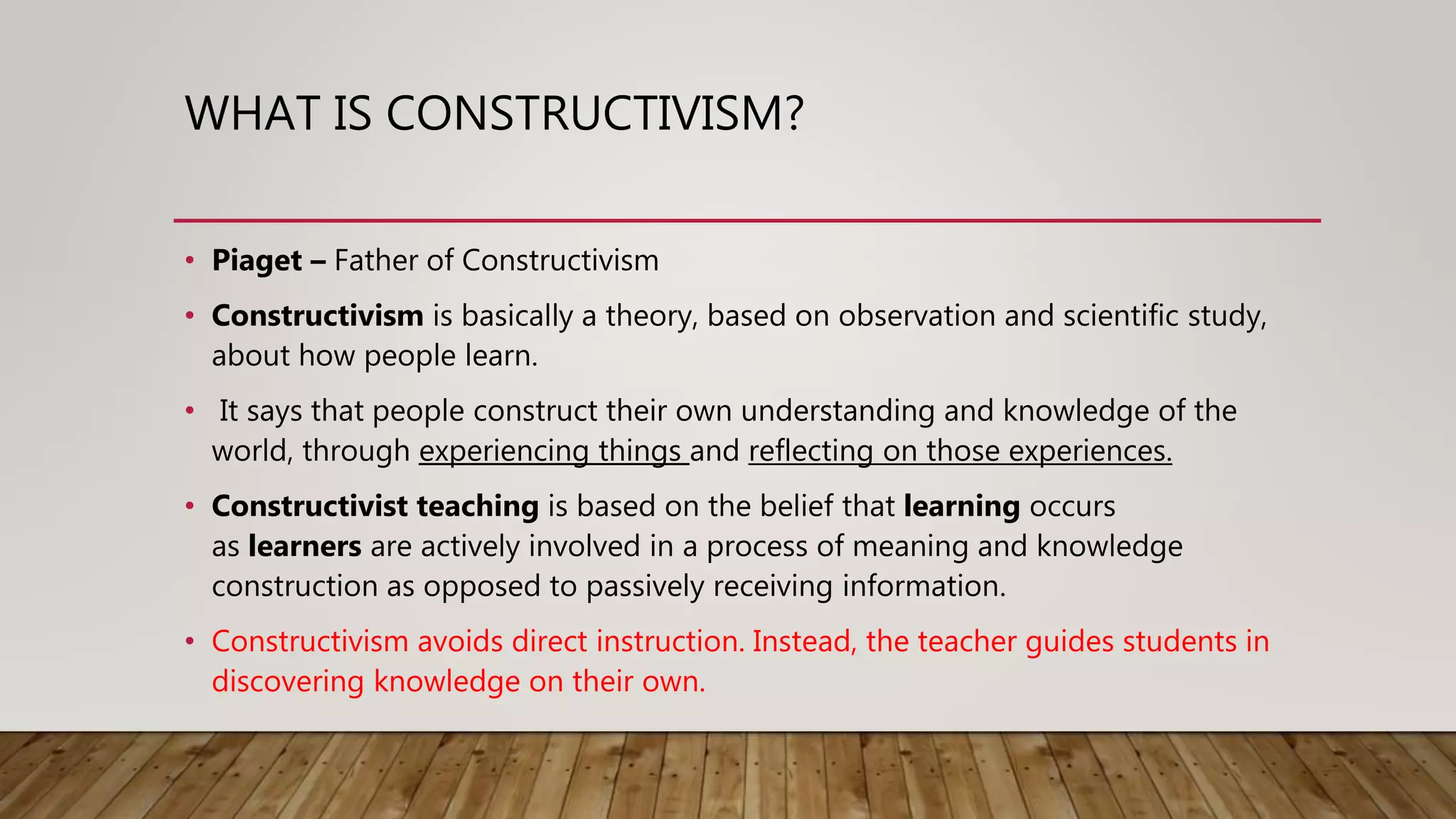 Constructivism and education | PPTX
