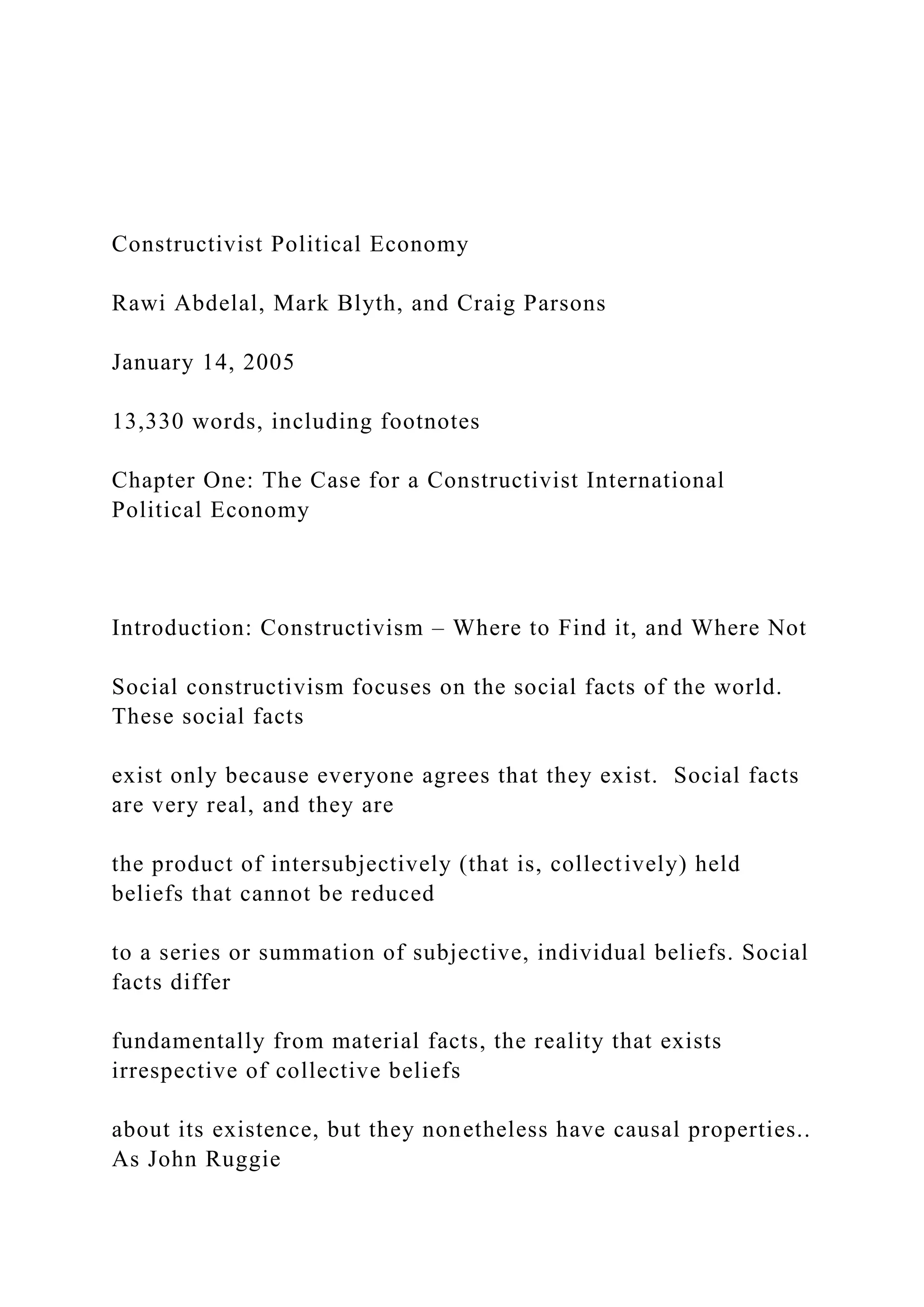 Constructivist Political EconomyRawi Abdelal, Mark Blyth, .docx