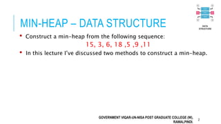 Construct min heap from the given sequence | PPTX