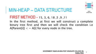 Construct min heap from the given sequence | PPTX