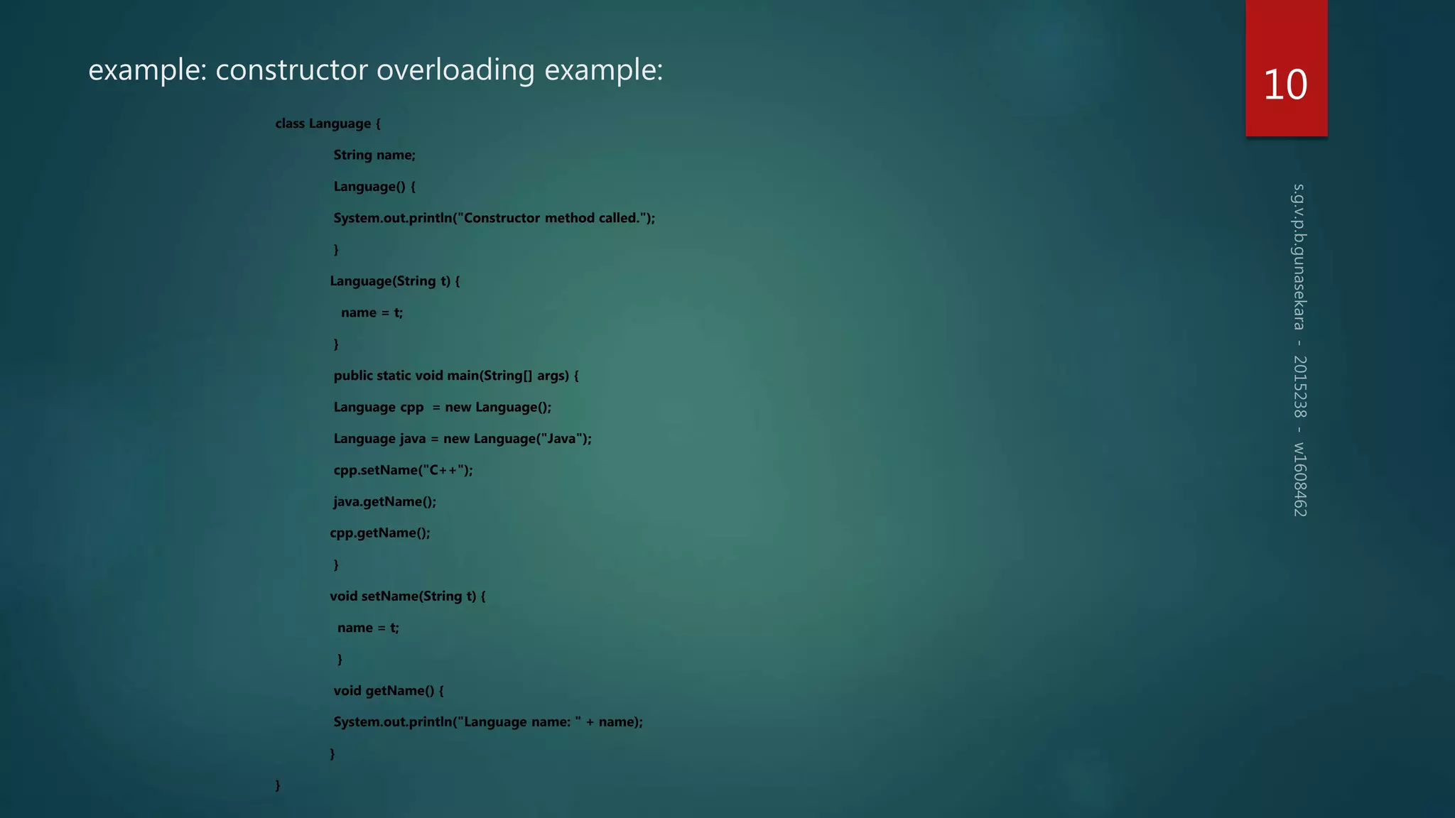 Constructor In Java Pptx