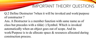 Constructor & destructor based question- cbse cs class 12th | PPTX