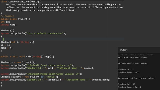 Constructor In Java Object Oriented Programming Pptx Programming 6435