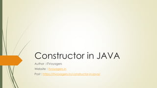 Constructor in Java - ITVoyagers | PDF