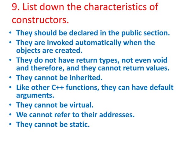 Constructor and destructor | PPSX | Programming Languages | Computing