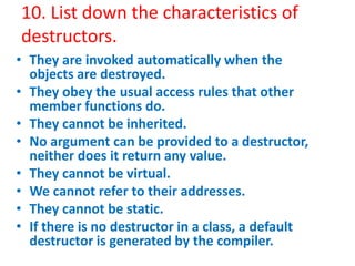 Constructor and destructor | PPSX | Programming Languages | Computing