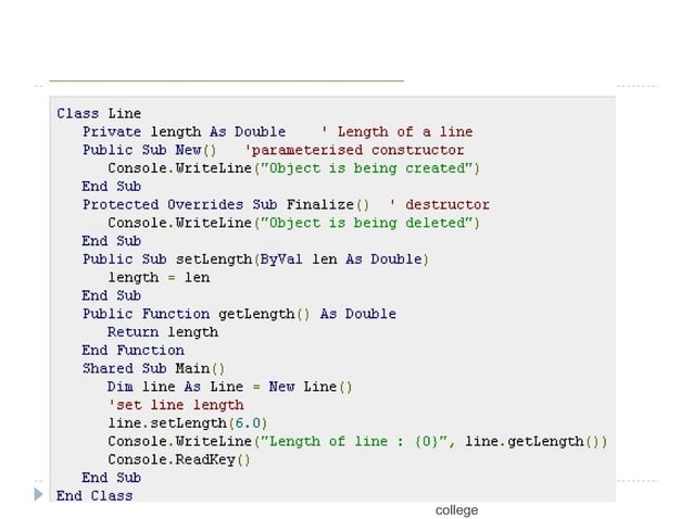 vb.net Constructor and destructor | PPT