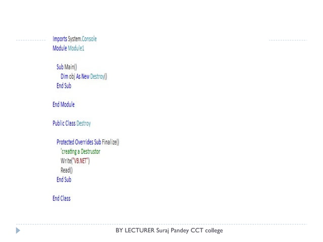 vb.net Constructor and destructor | PPT
