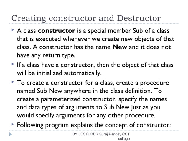vb.net Constructor and destructor | PPT vb.net Constructor and destructor | PPT