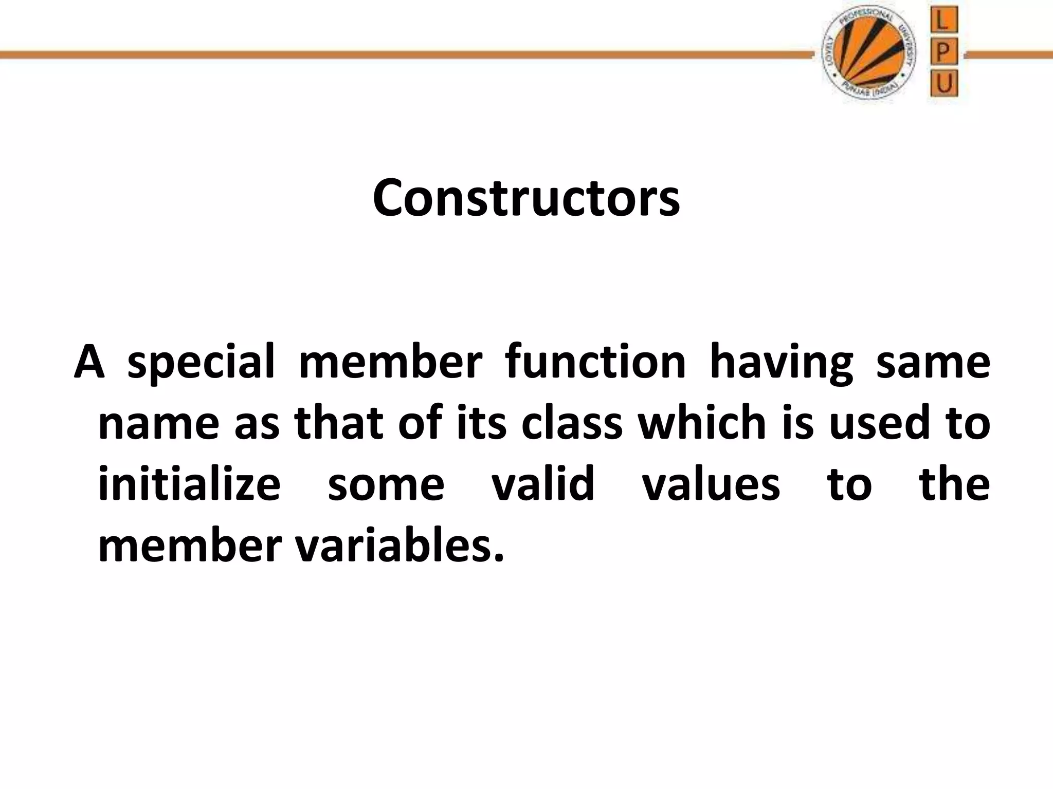 Constructor and destructor in C++ | PPT