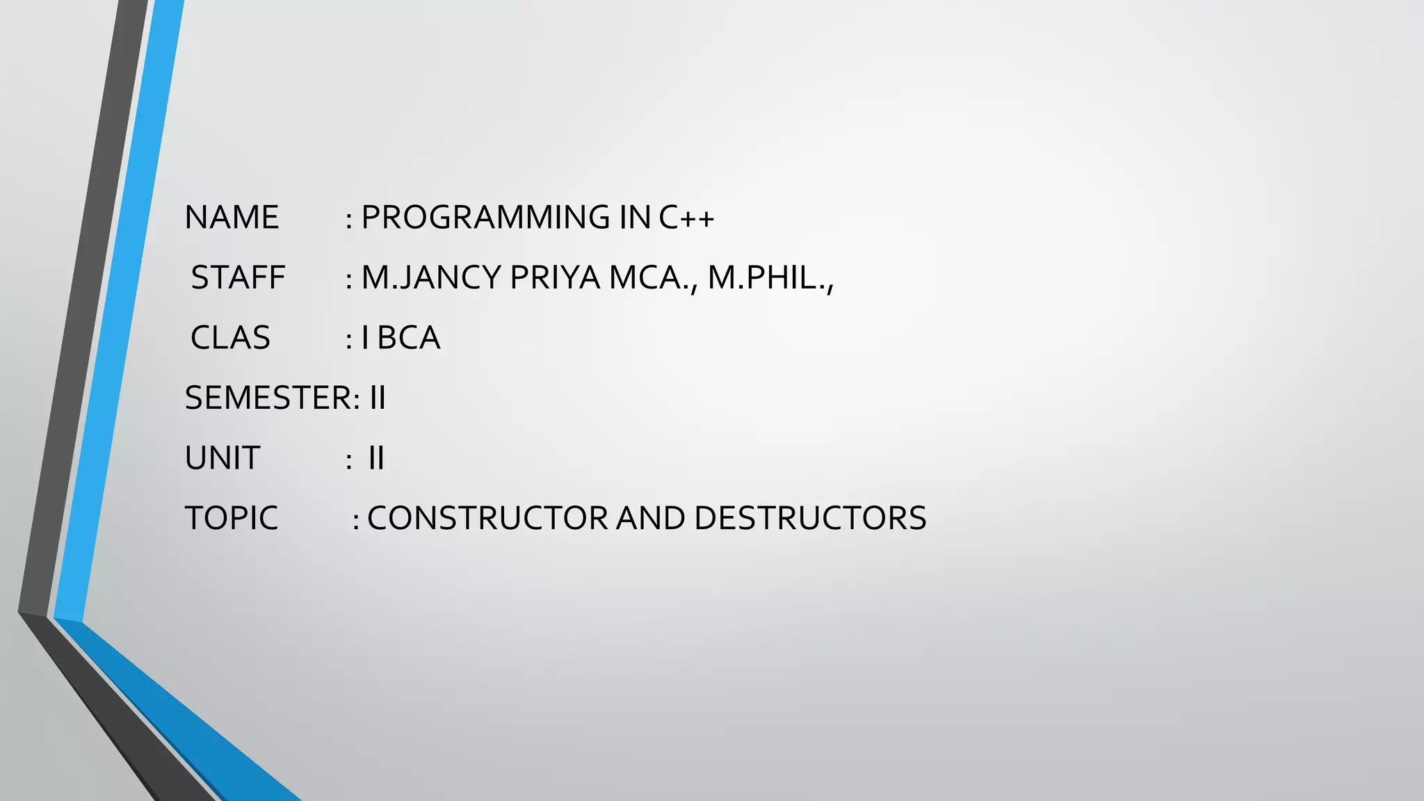 Constructor and destructors | PPT