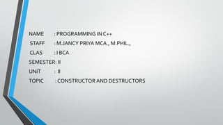 Constructor and destructors | PPT