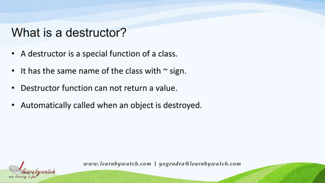 Constructor and destructor in c++