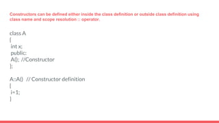 C++ Constructor destructor | PPTX