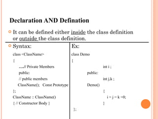 Constructor destructor slides | PPT | Programming Languages | Computing