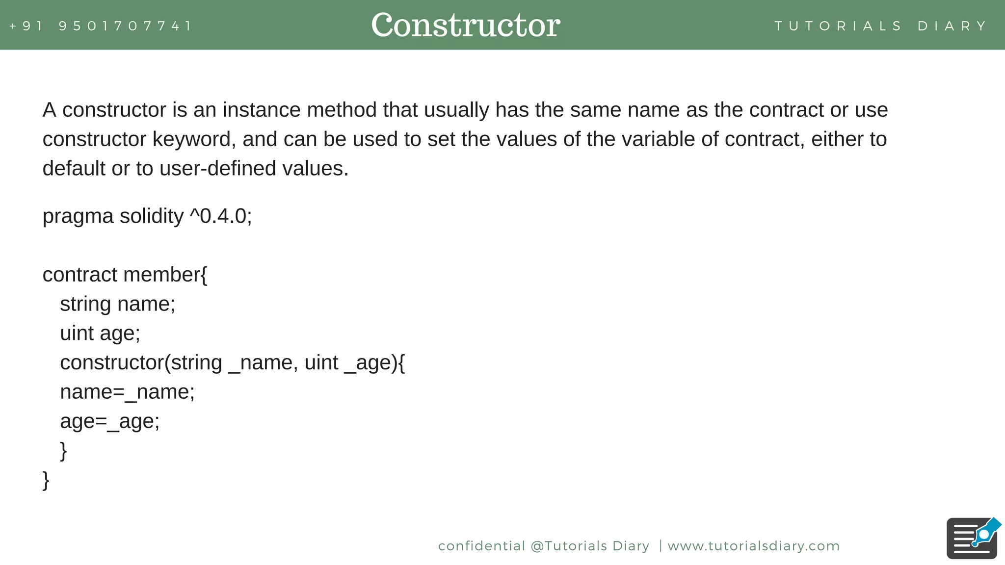 Constructor in solidity | PPT