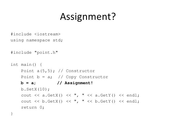 C Constructor Copy Constructor And Assignment Operator