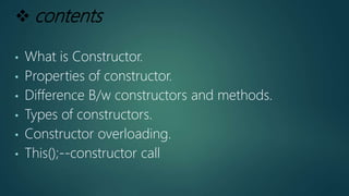 Constructors | PPTX | Programming Languages | Computing