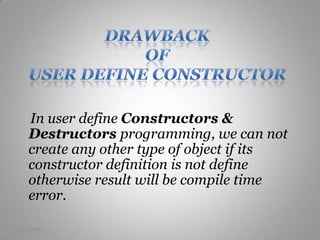 Constructors & destructors | PPTX | Programming Languages | Computing