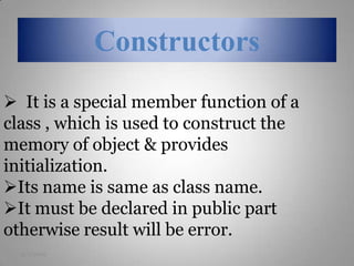 Constructors & destructors | PPTX | Programming Languages | Computing