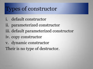 Constructors & destructors | PPTX | Programming Languages | Computing
