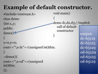 Constructors & destructors | PPTX | Programming Languages | Computing