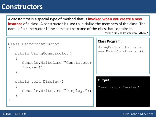 Object Oriented Programming Constructors And Destructors