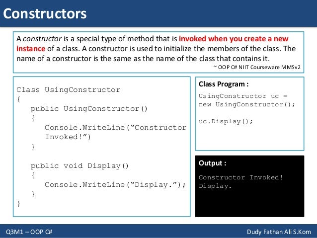 Object Oriented Programming Constructors And Destructors