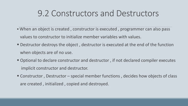 Constructors and Destructors | PPT