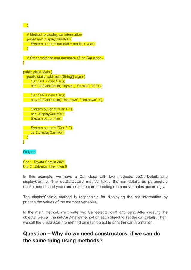 Constructors In Java – Unveiling Object Creation | PDF Constructors In Java – Unveiling Object Creation | PDF