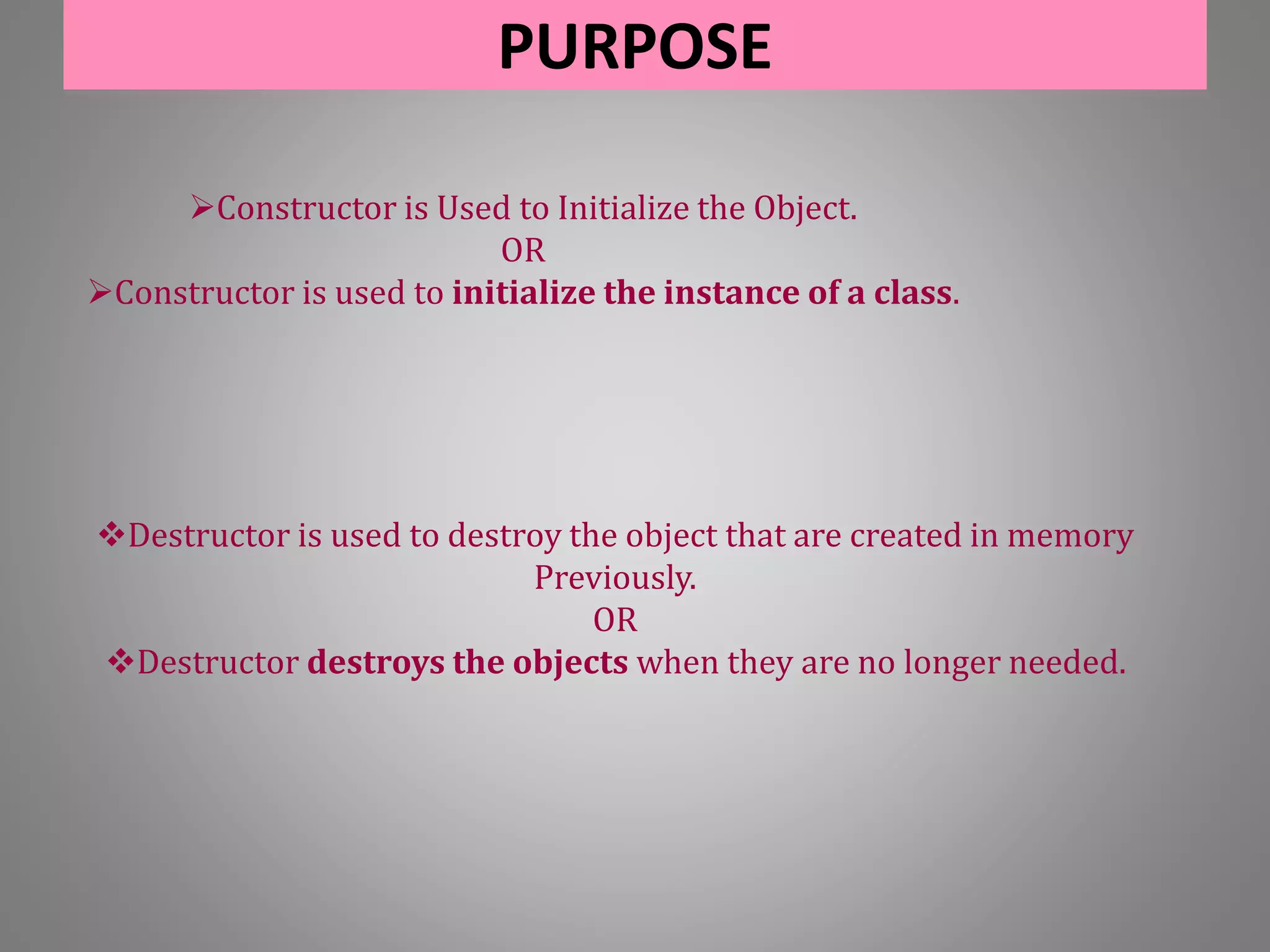 Difference between Constructure and destructure. | PPT