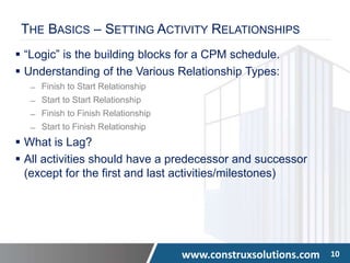 CPM Scheduling best practicies within the Construction Indistry | PPTX