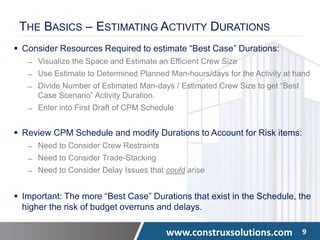 CPM Scheduling best practicies within the Construction Indistry | PPTX