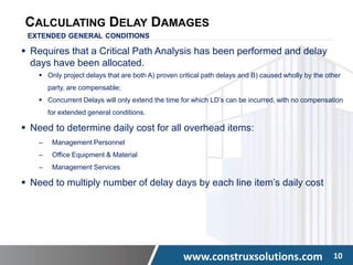 Quantify Construction Damages related to Delay, disruption, and ...