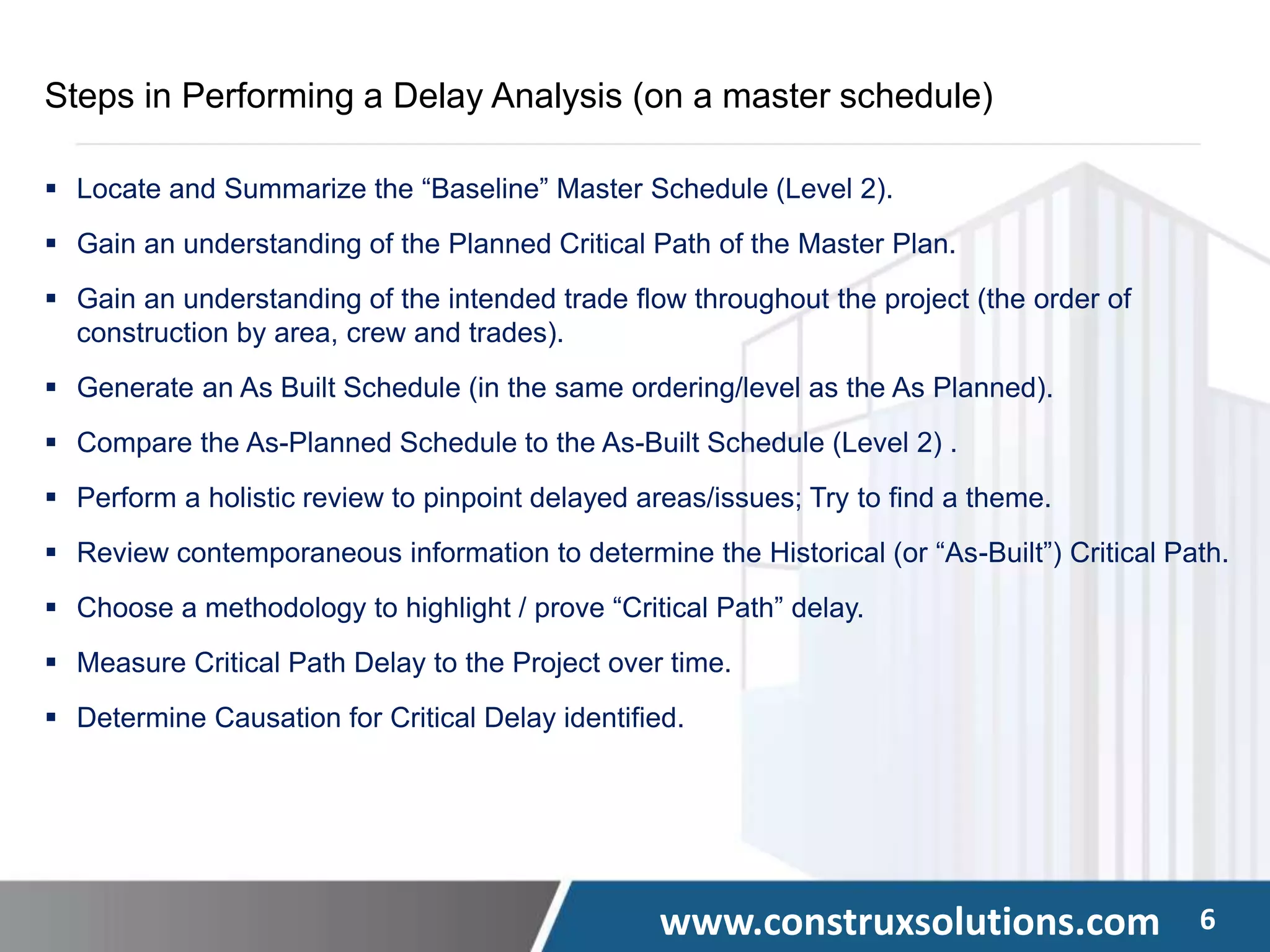 Construction Delay Analysis, Simplified | PPTX