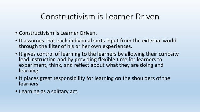 Constructivism | PPTX | Primary Education | Education
