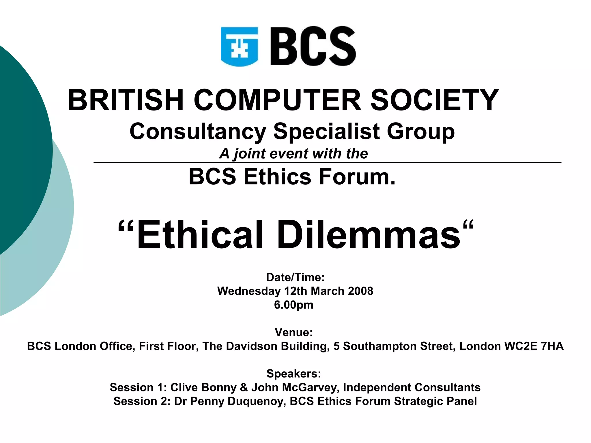 BCS ethical dilemmas | PPT