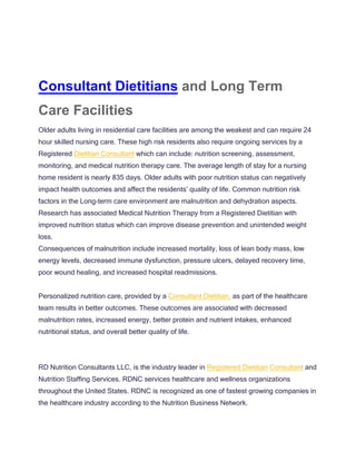 Consultant dietitians and long term care facilities | PDF | Nutrition ...